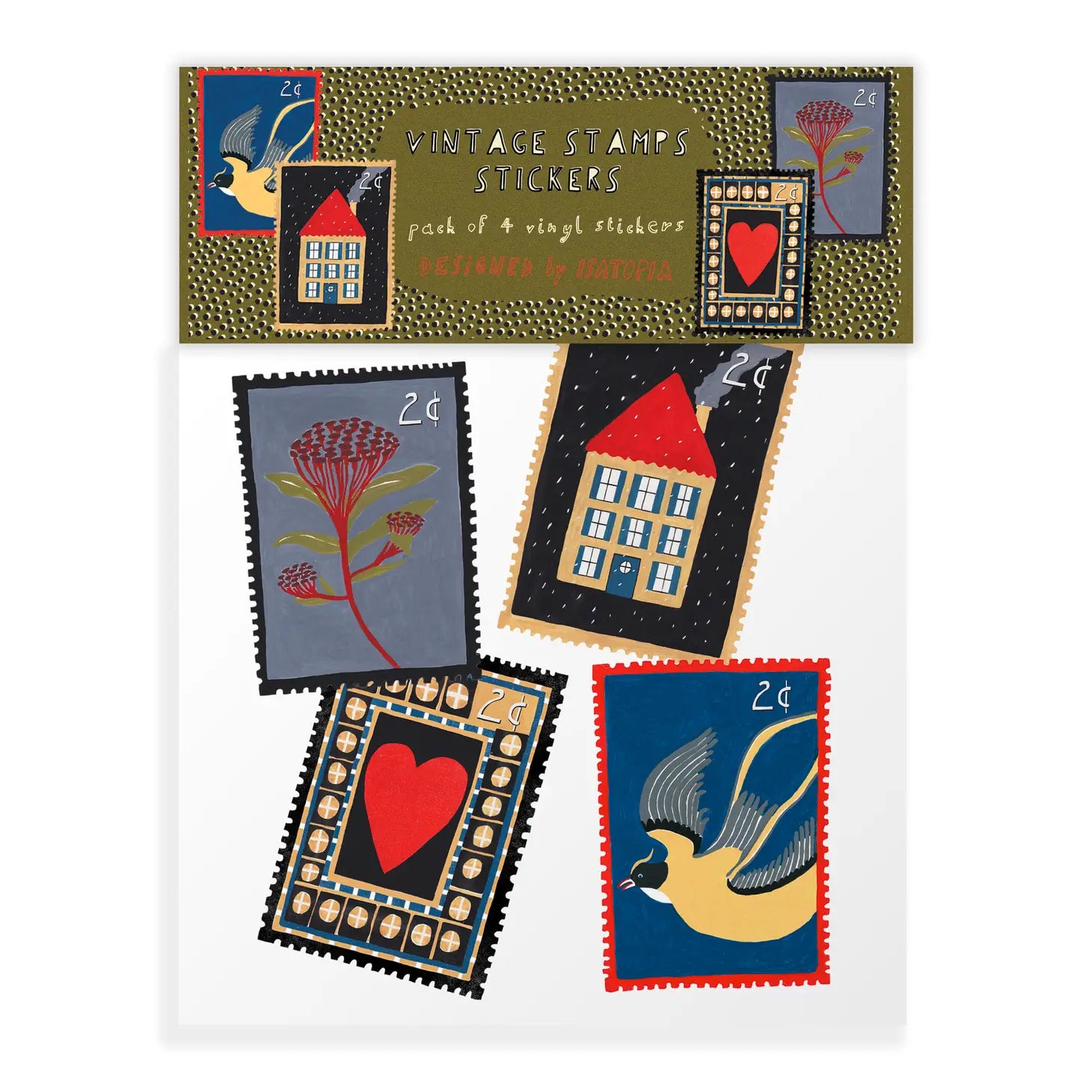 Vintage Stamp Sticker Set by Isatopia | Made, Modern Handmade