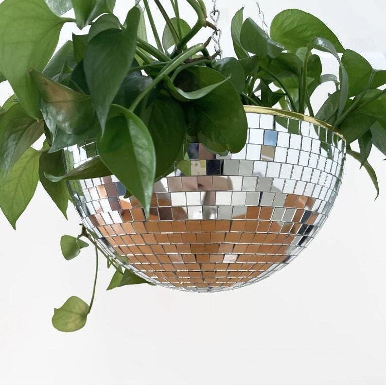 Large Disco Ball Planter / Mirror Ball Planter | Made, Modern Handmade