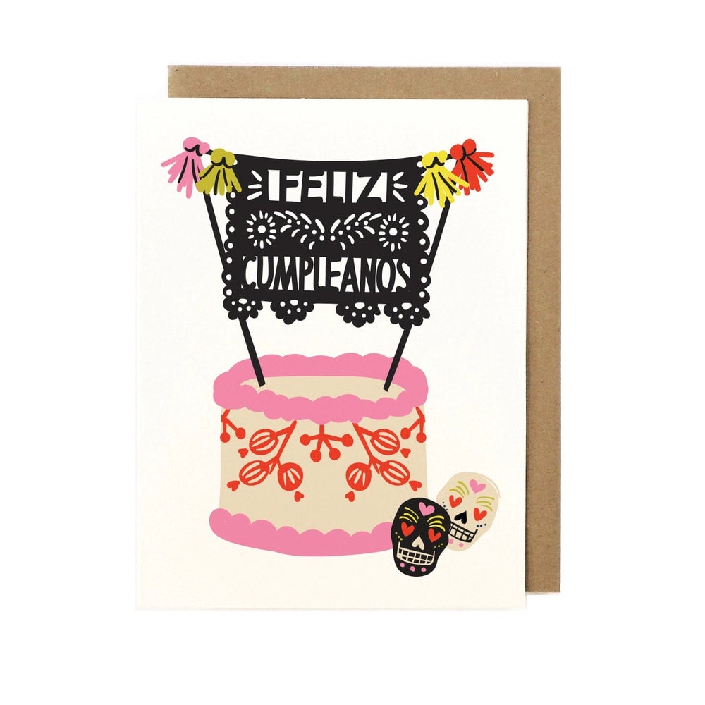 Folk Cake Feliz Cumpleanos Birthday Card by Little Low Studio | Made ...