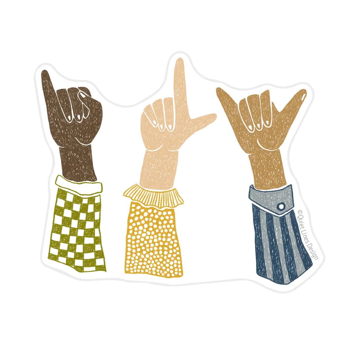 I Love You Sign Language Vinyl Sticker by Quiet Lines Design | Made ...