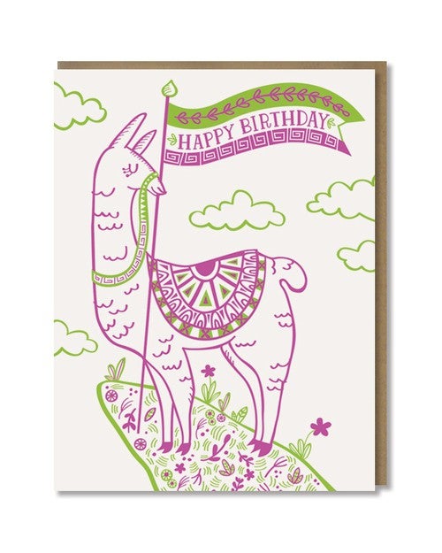 Happy Birthday Llama Letterpress Greeting Card by Paper Parasol Press ...
