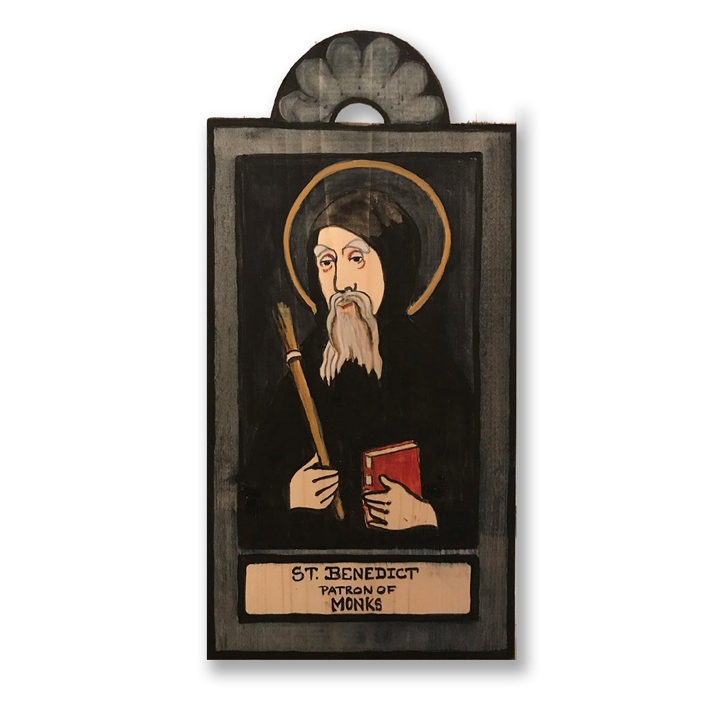 St. Benedict of Nursia Patron Saint of Monks Retablo by Lynn Garlick ...