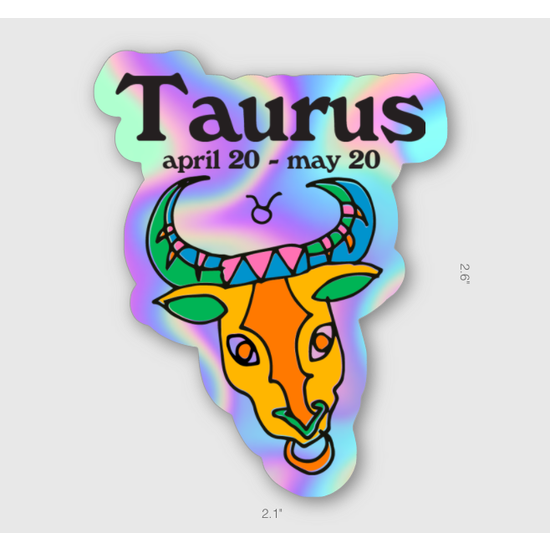 Taurus Holographic Vinyl Sticker by Ash + Chess | Made, Modern Handmade